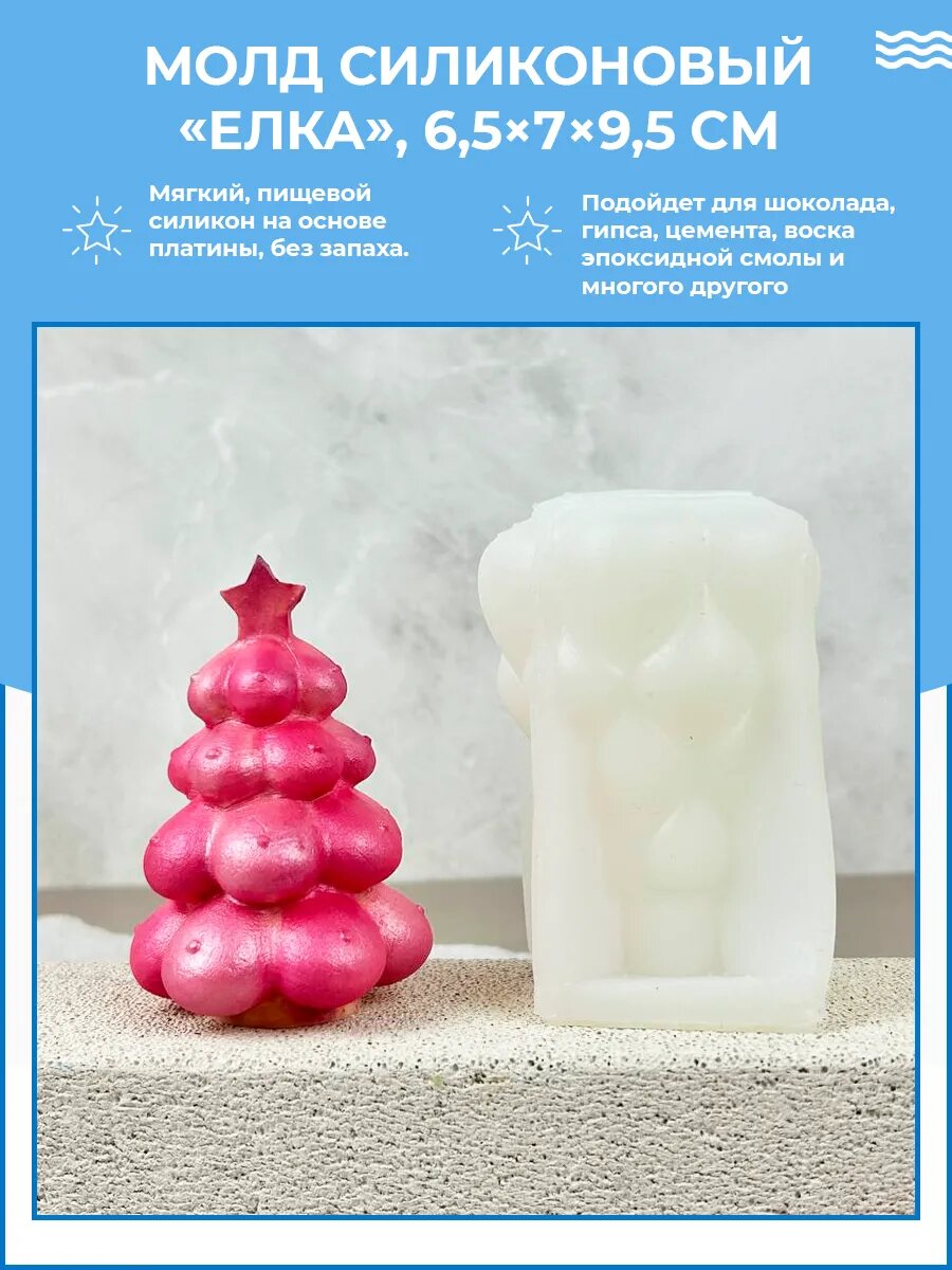 Силиконовая форма / молд для свечей и мыла Елка