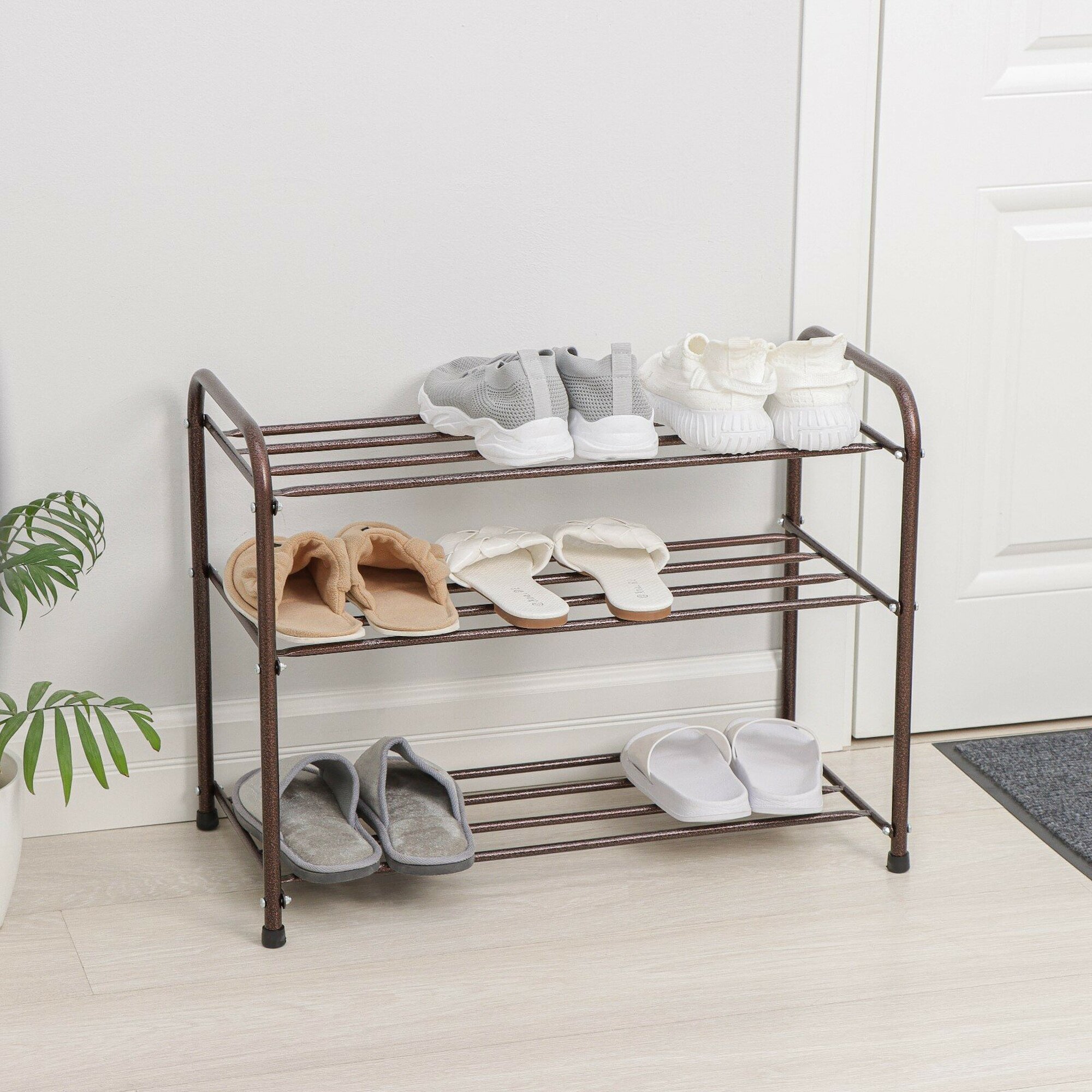 Открытая обувница SKYPHOS, металл, 32х32х48.5 см, 3 полки, медный