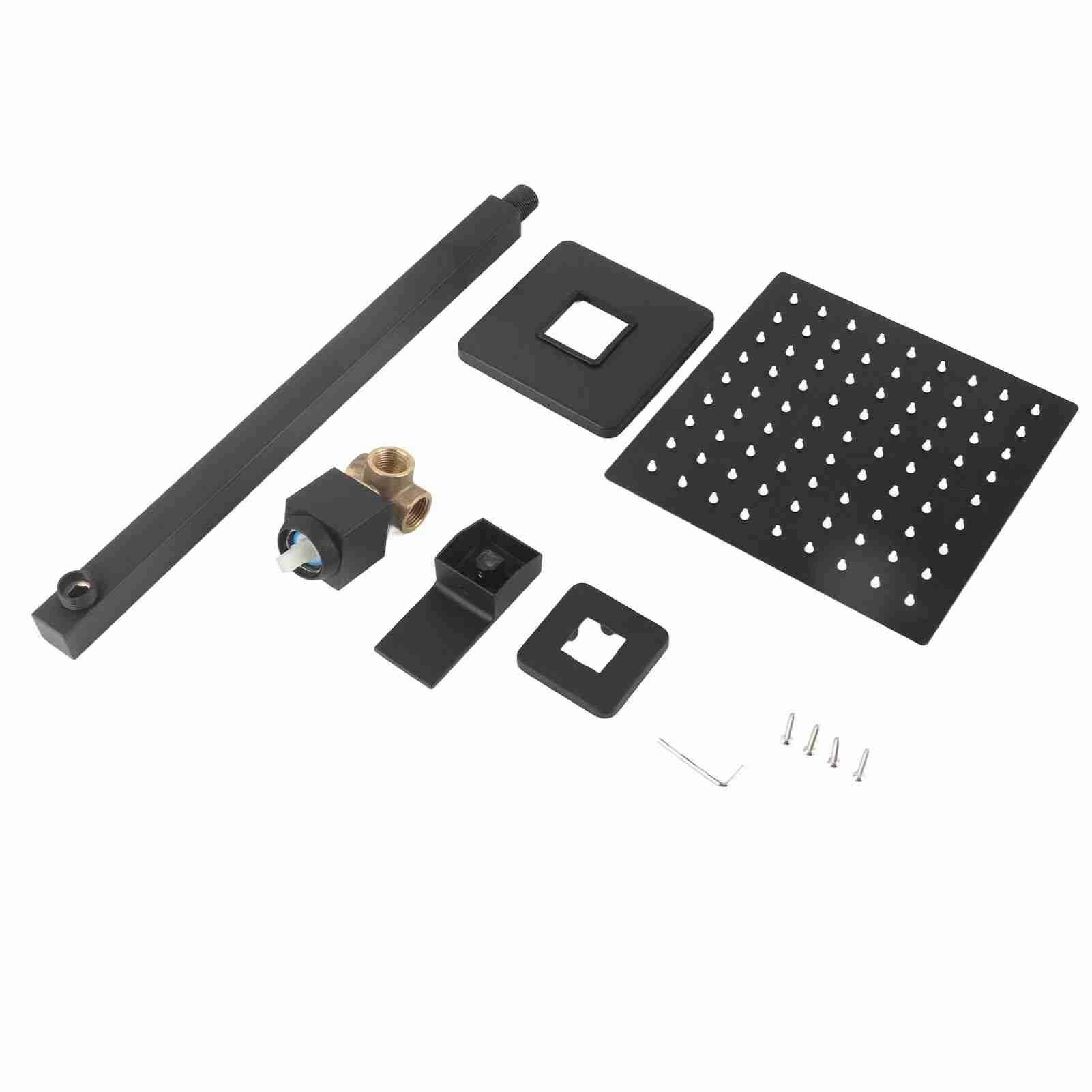 Набор для тропического душа, квадратная одинарная ручка, настенная насадка для душа с водопадом, для ванной комнаты, дома, черный