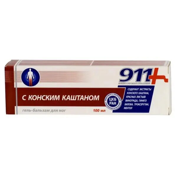 911 Гель-бальзам с конским каштаном для ног 100 мл 1 шт