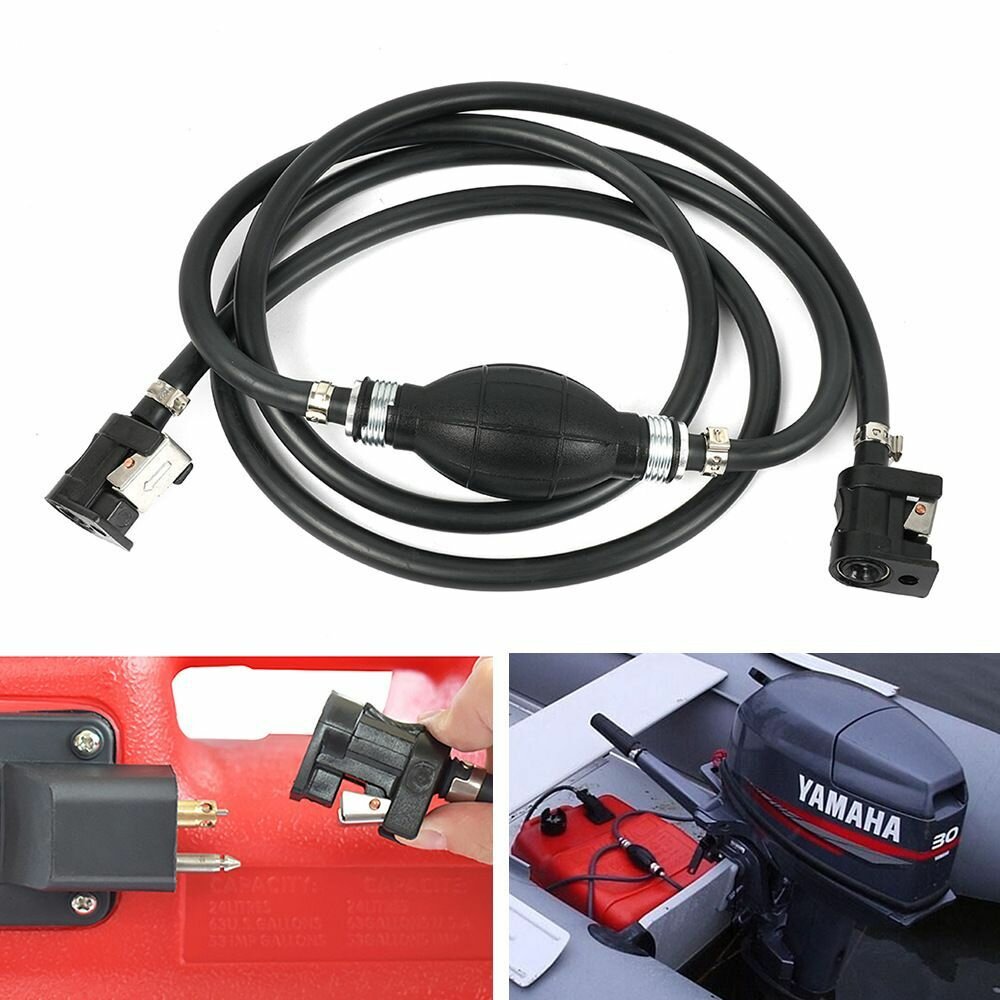 Шланг топливный 8 мм с грушей, коннектор Yamaha, для лодочного мотора, алюминиевые ниппеля.