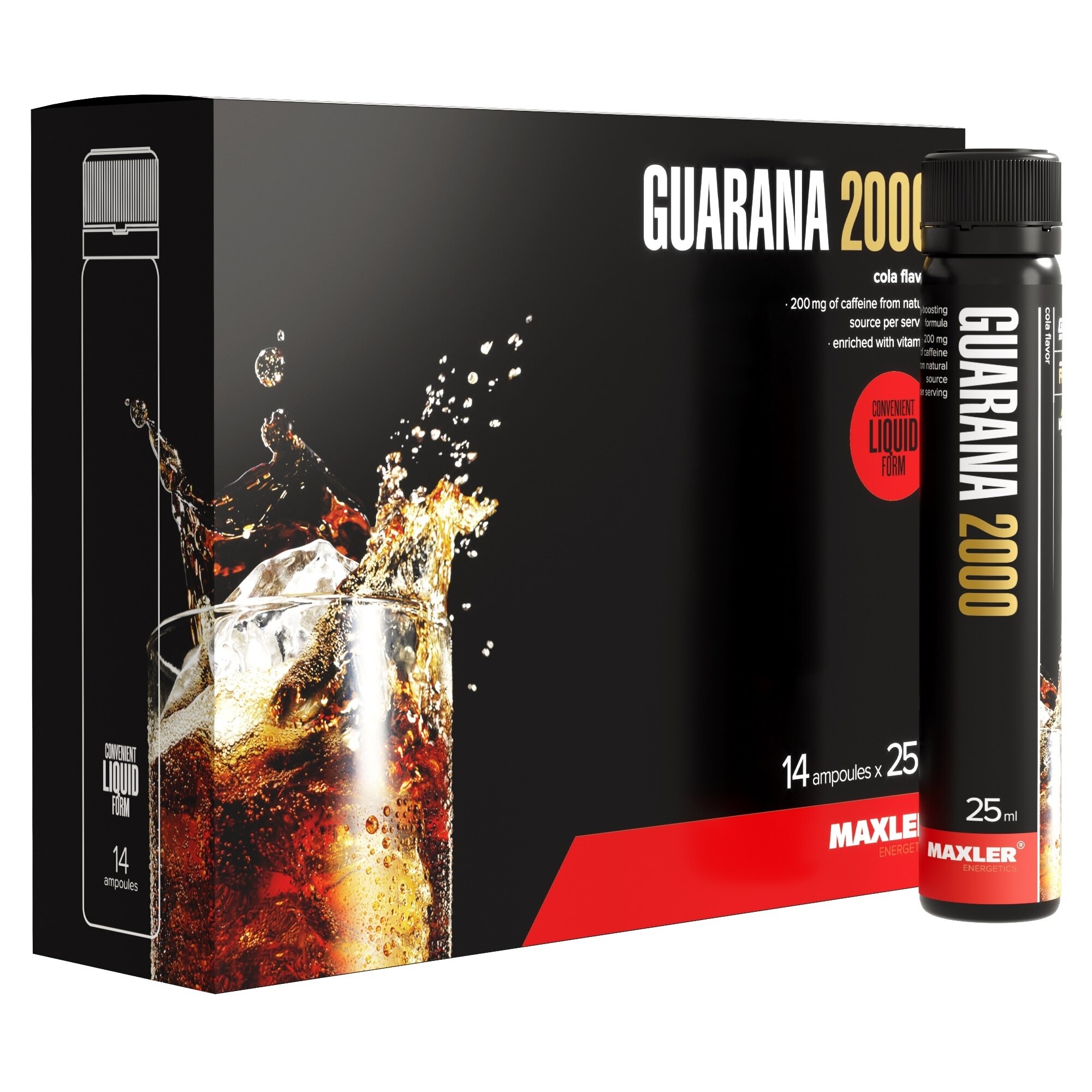 Спортивный жиросжигатель на основе экстракта Guarana 2000 - 14 амп. 25 мл (Maxler) Кола