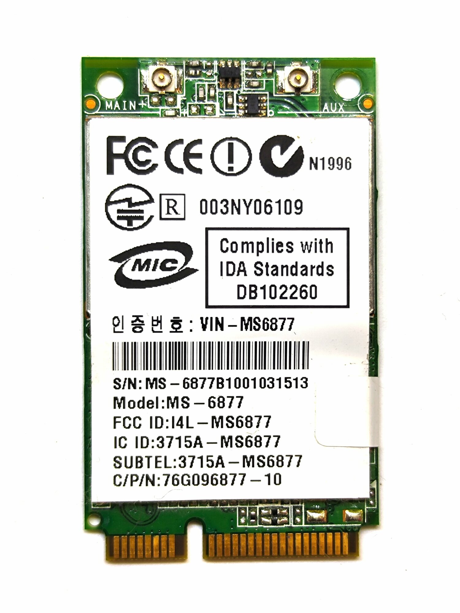 Сетевой модуль Wi-Fi адатер для интернета WiFi сетевая карта mini PCI-E ms-6877 для ноутбука