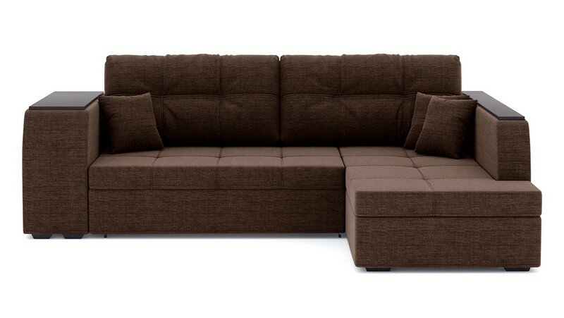 Угловой диван дельфин "Брюссель" рогожка дрим браун