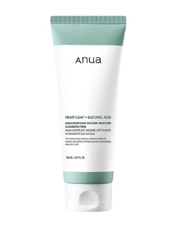 Гель-пенка для умывания с янтарной кислотой Anua Heartleaf Succinic Moisture Cleansing Foam, 150 мл