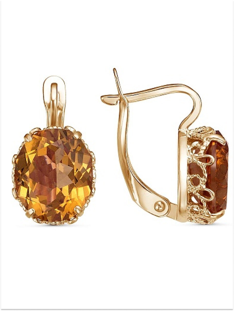 Серьги, серебро, 925 проба, золочение, султанит синтетический
