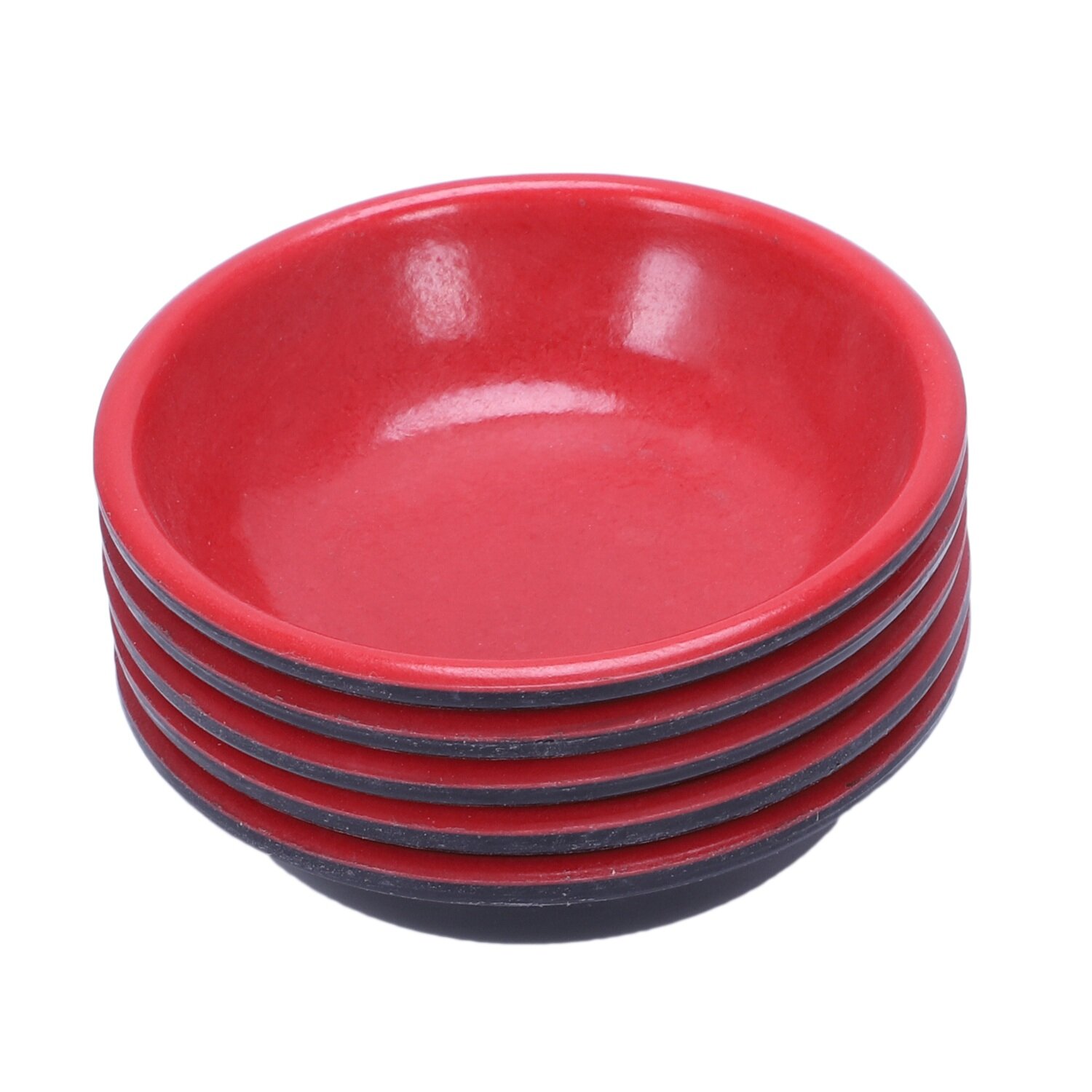 FLYEER Бытовая пластиковая круглая миска для соевого соуса, красная, черная, диаметр 7 см, 5 шт.