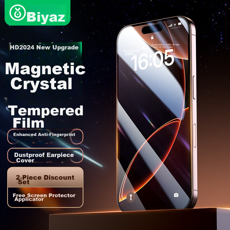 BIAZE 2-компонентная керамическая кристаллическая стеклянная пленка для iPhone 16/15 - полное покрытие HD,