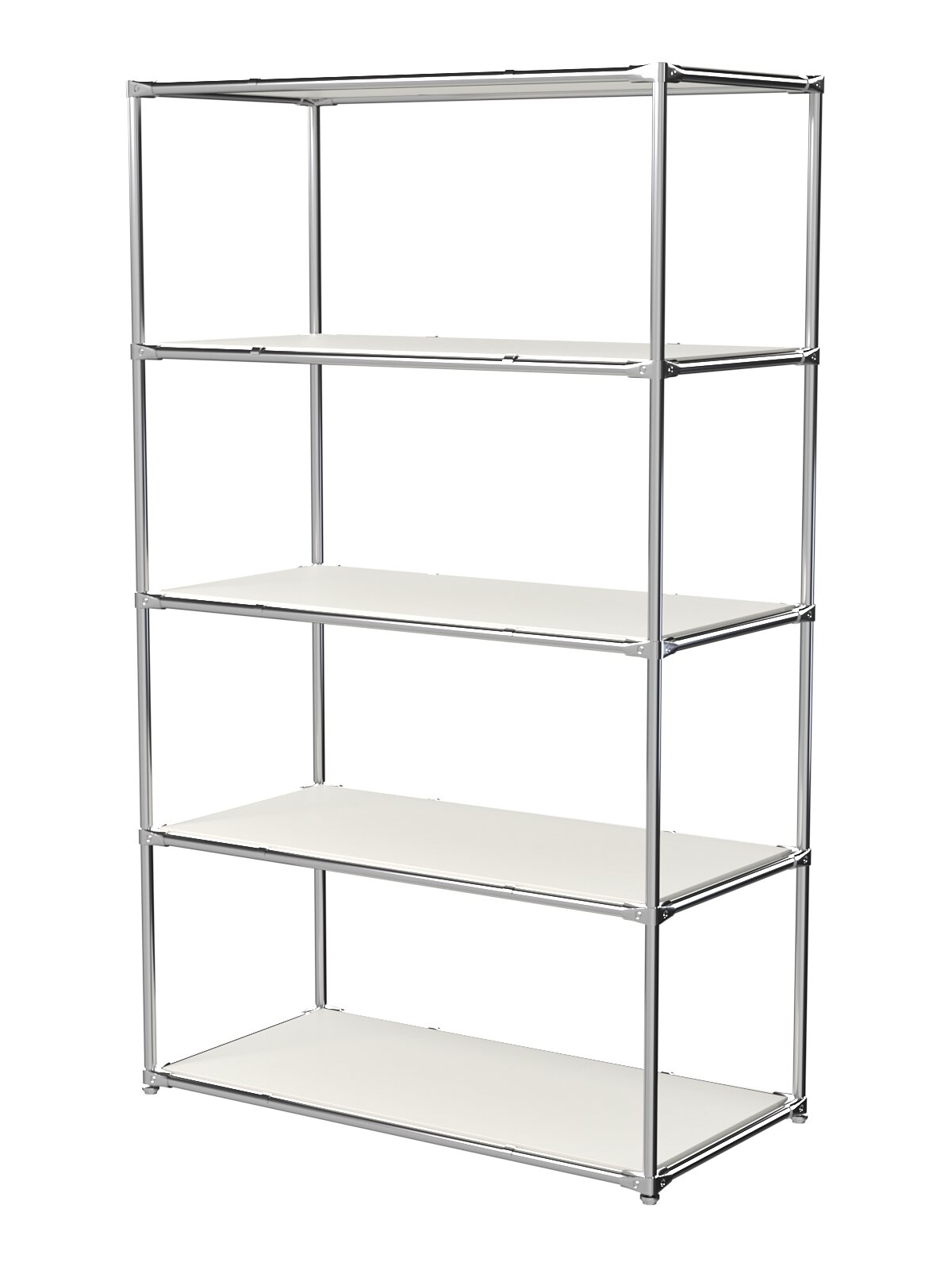 Торговый хромированный стеллаж с полками ДСП №6, Белый