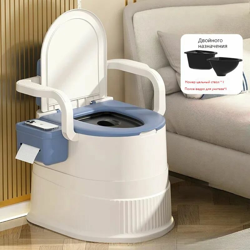 Биотуалет, ППК, ручная помпа, нагрузка до 150кг, 6л, белый/лазурный