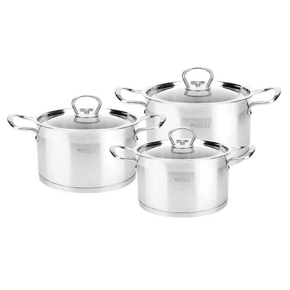 KELLI KL-4718, Посуда из 6 предметов, стеклянные крышки