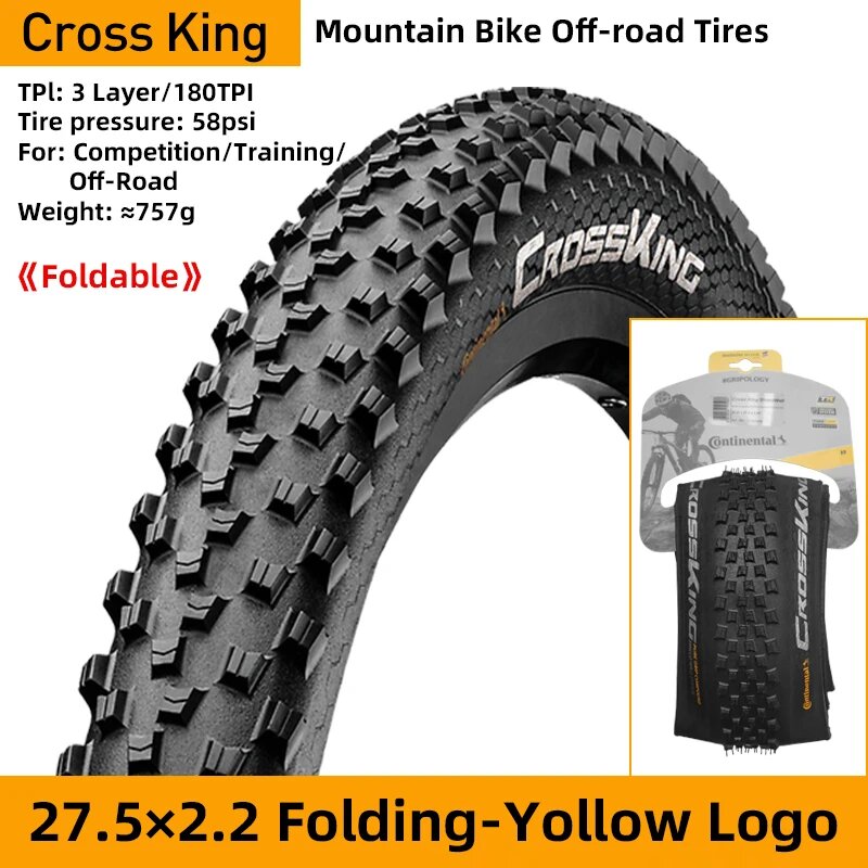 Continental Cross King складная шина для горных велосипедов 27.5x2.0 Желтый, 1pce 27.5x2.2 Yellow