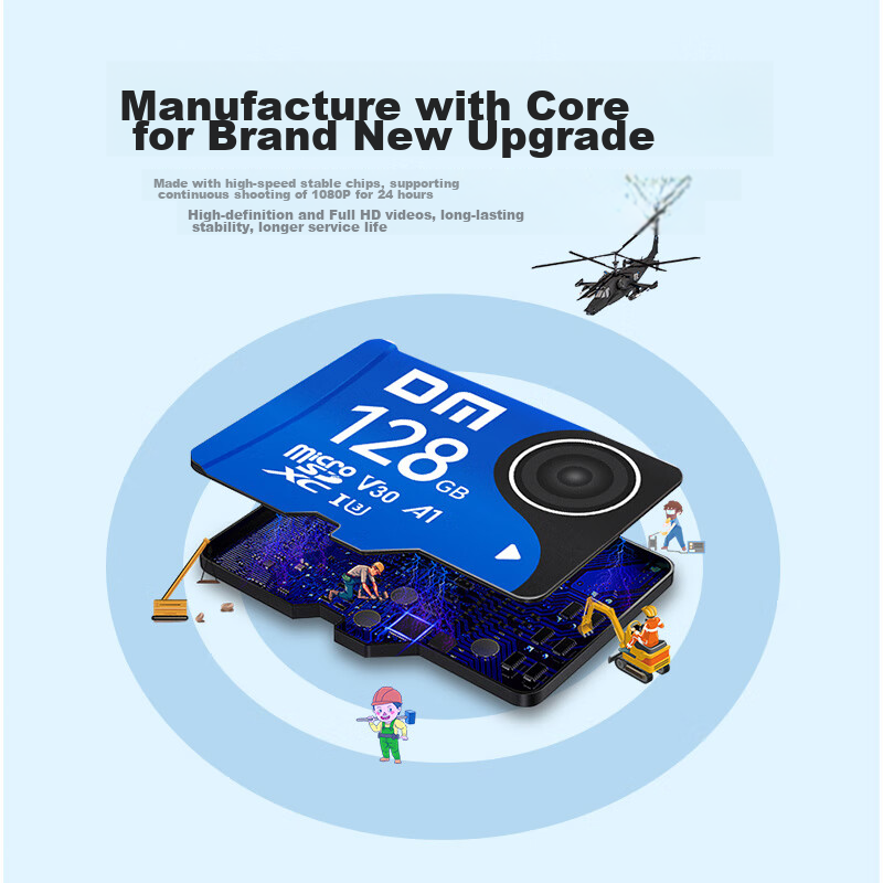 DM Daimai 128GB TF MicroSD карта синяя V30 для видеорегистраторов и систем видеонаблюдения совместима с Xiaomi 360