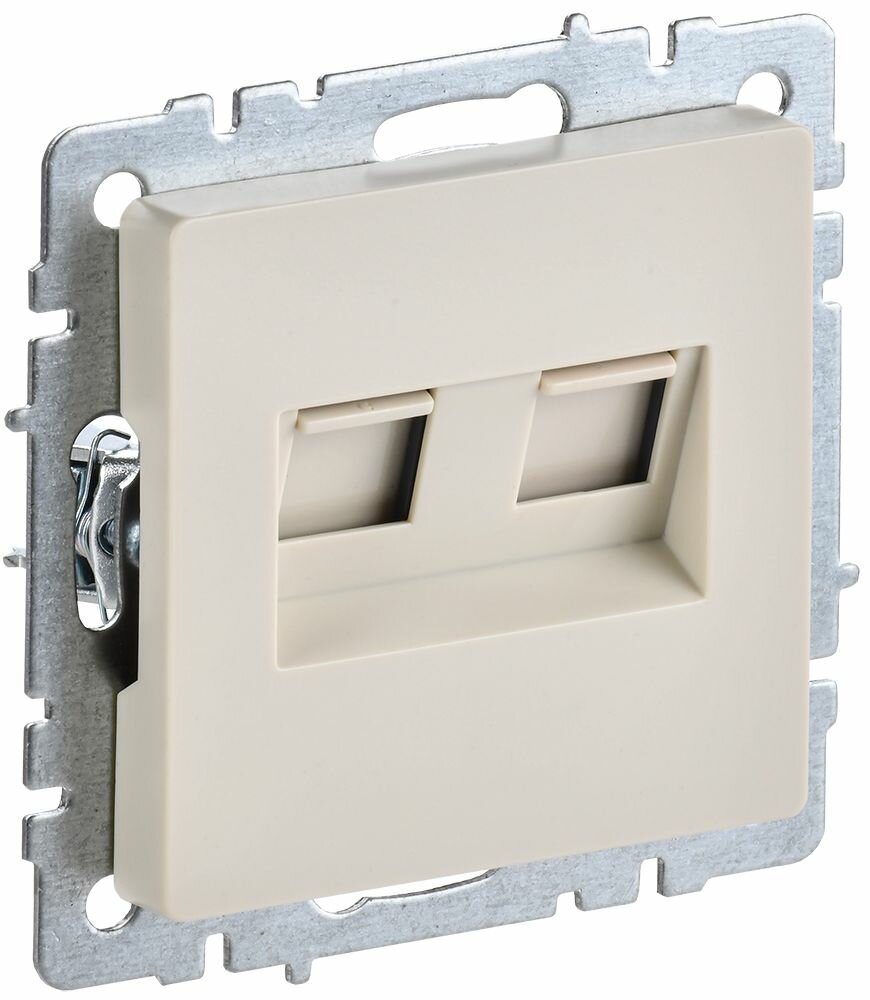 IEK BRITE BAБежевый Розетка комп. 2-ая RJ45 кат.6 РК11-2-БрКр, BR-K20-2-K10