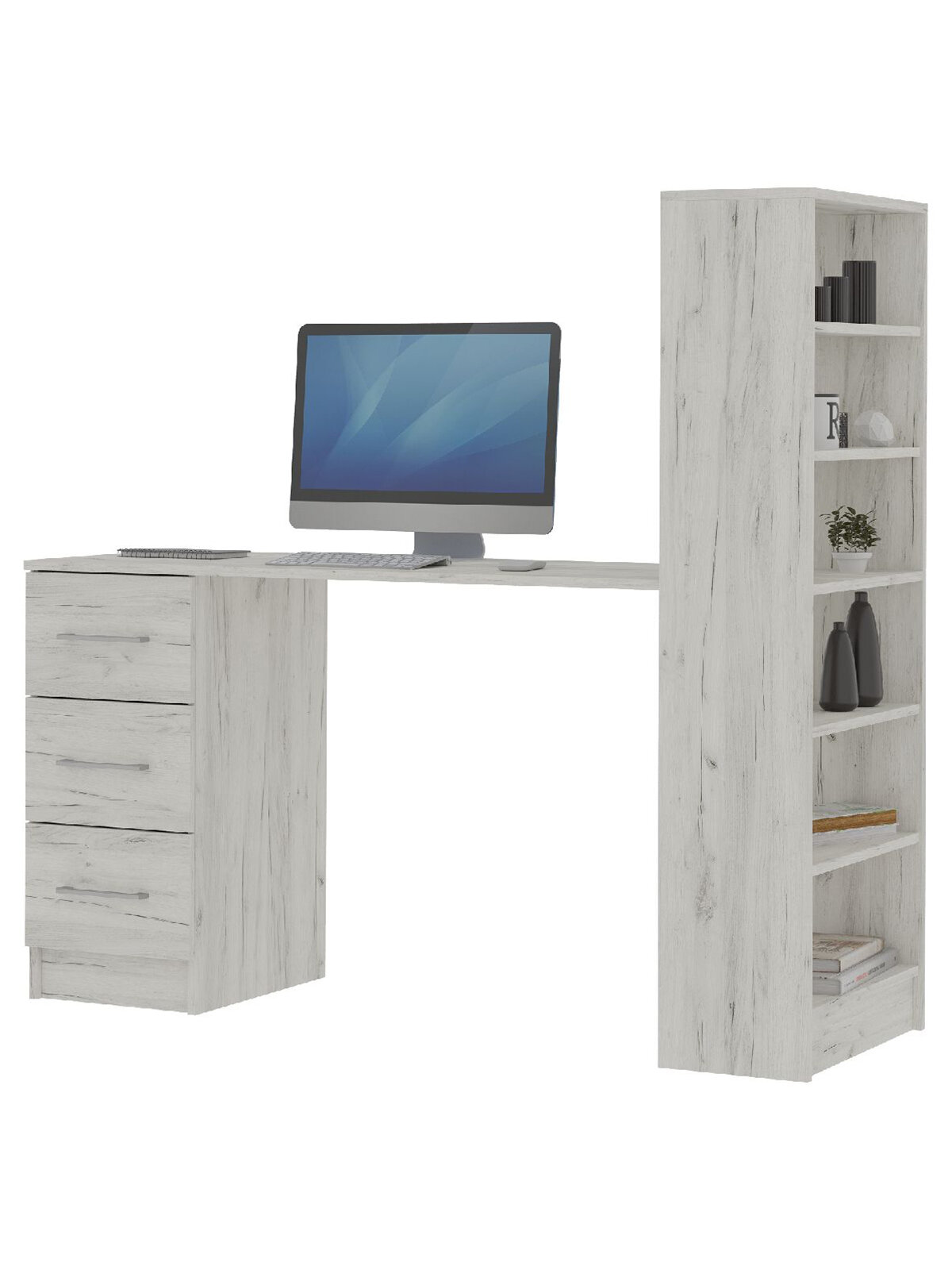 Стол письменный Стендмебель Гранд дуб крафт белый, современный стиль