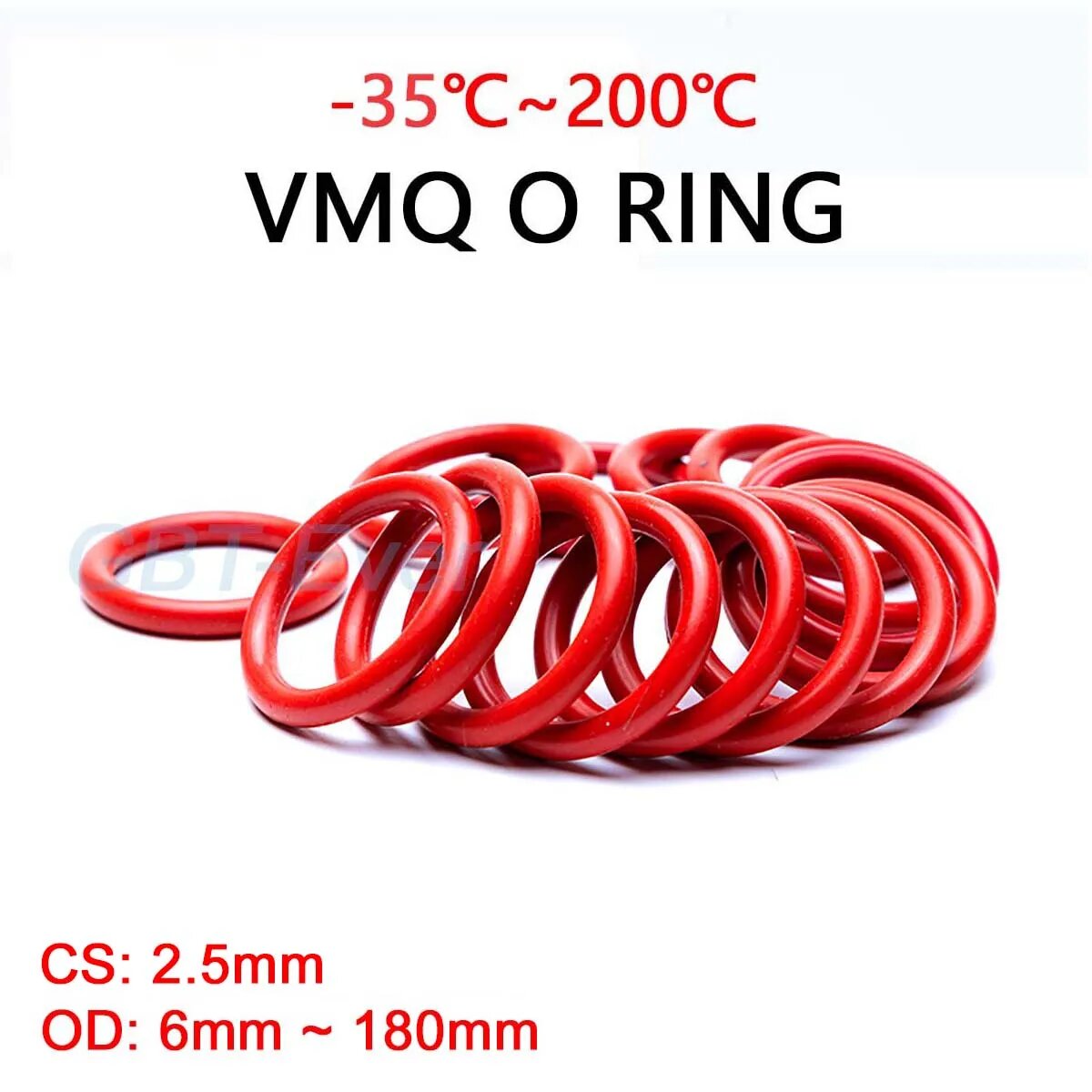 Красный силиконовый уплотнительный кольце VMQ CS 2,5 мм OD 6мм ~ 180мм OD 8mm (100Pcs)