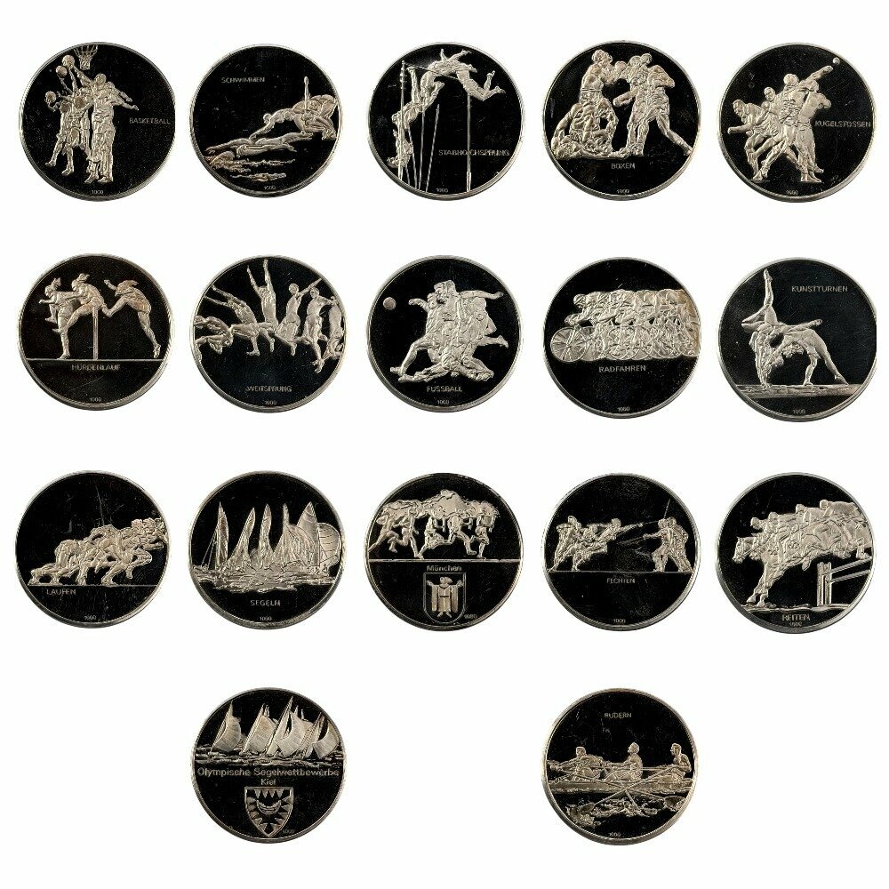 Германия, комплект официальных настольных медалей "XX Олимпийские игры в Мюнхене" 1972 г.