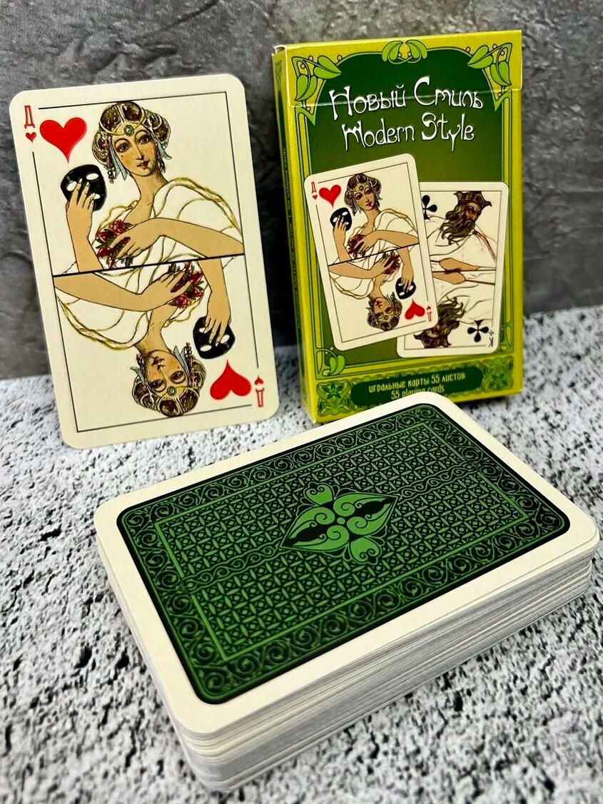 Карты игральные "Новый стиль", 55 шт, темно-зеленая рубашка