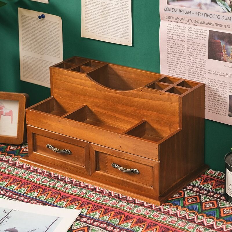 Органайзер для косметики "Boston", деревянный, в стиле винтаж, 14 секций, 30х21х10 см