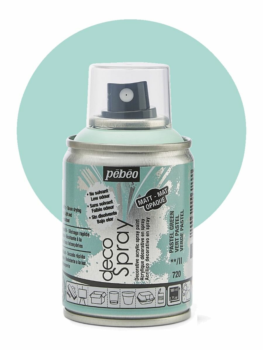 Акриловая краска на водной основе Pebeo decoSpray (аэрозоль) 100 мл, пастельно-зеленый