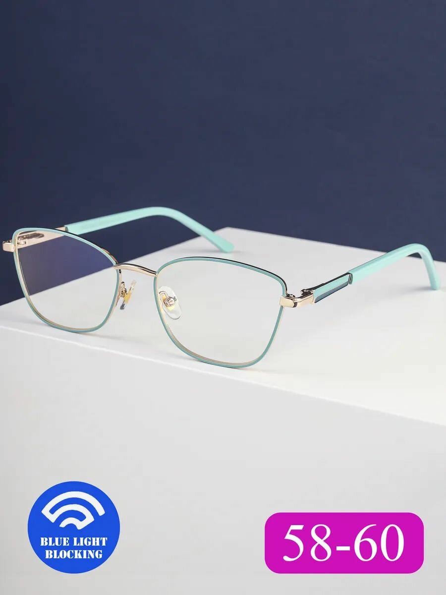 BLUE BLOCKER очки РЦ 58-60 для дали (-6.00) FAVARIT 7855 C1, без футляра, цвет бирюзовый, РЦ 58-60