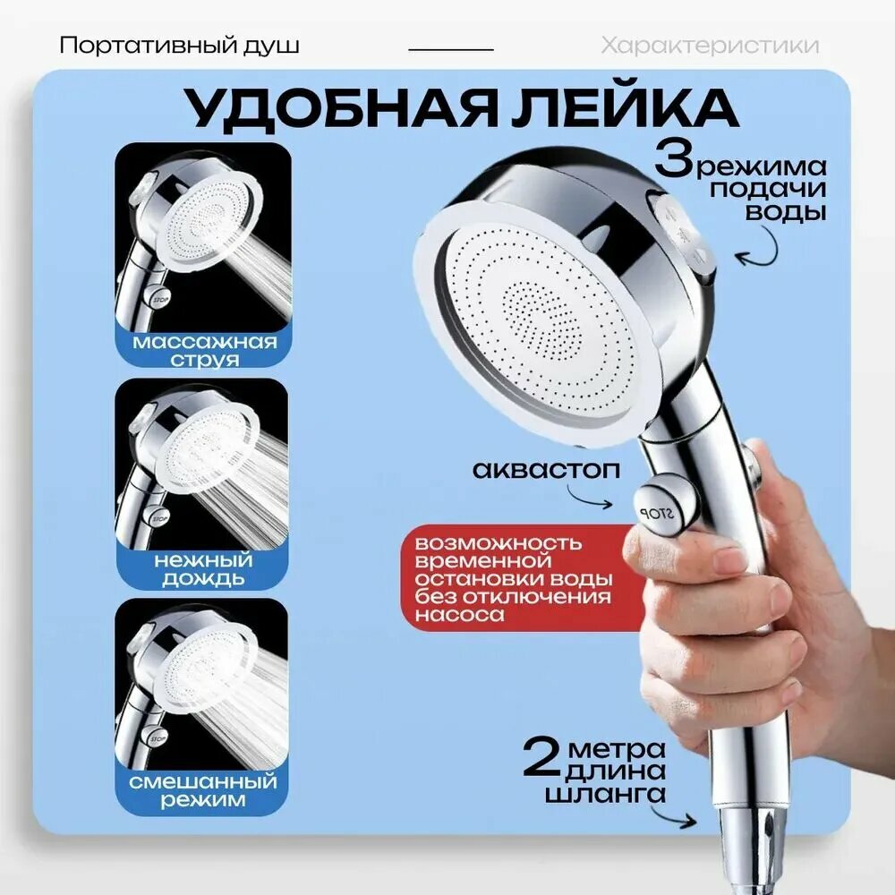 Душ аккумуляторный для дачи и кемпинга портативный, походный туристический душ переносной
