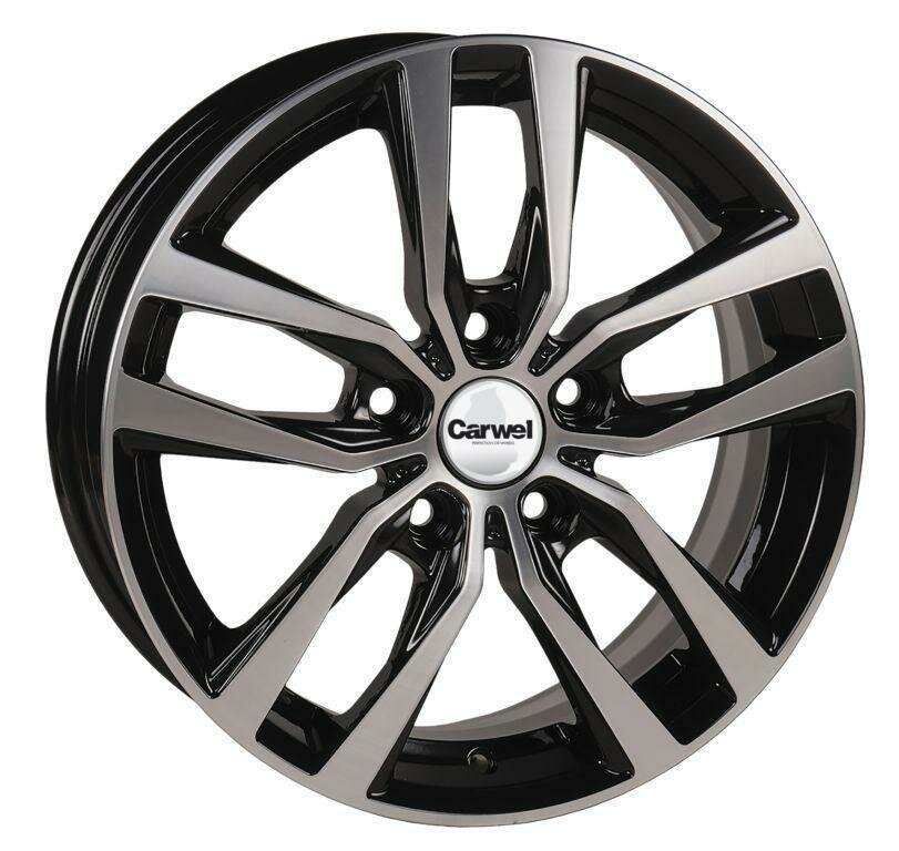 Диск автомобильный литой Carwel Негито 214 16x6 5x112 et50 dia57.1 Чёрный глянцевый с полированной лицевой частью