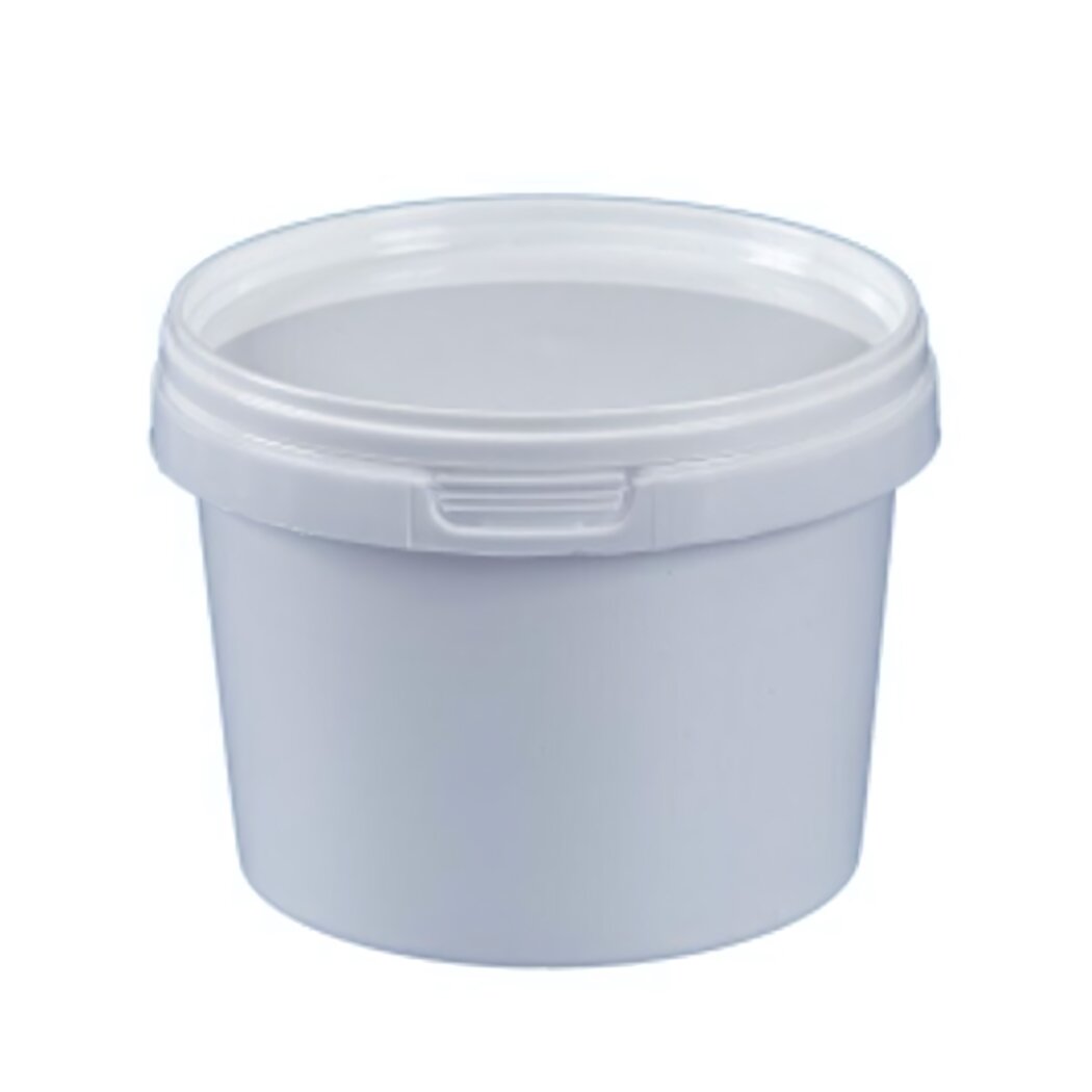 Ведро без ручки 0,85л, белое, крышка с замком, прочный пластик