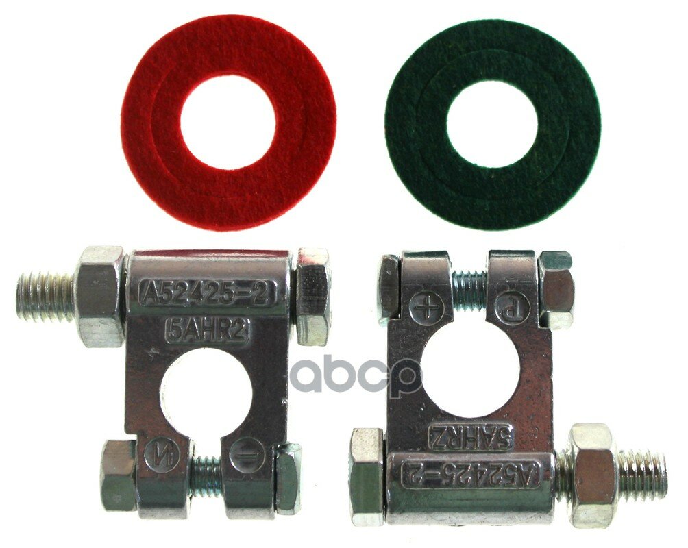 Клемма АКБ цинк 2шт болт и гайка 10мм к-т аккумуляторная клемма шт. NORD YADA арт. 909356