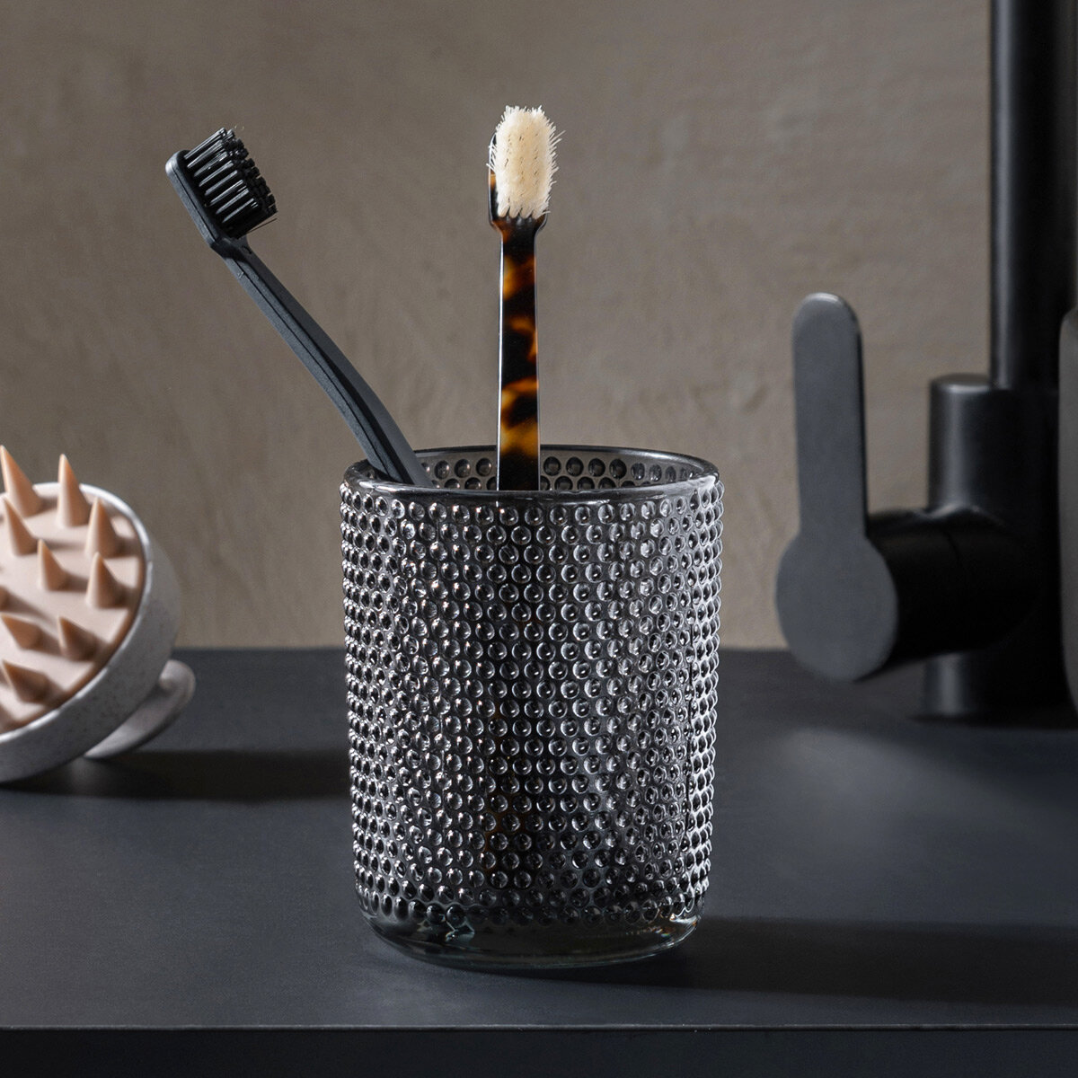 Стакан для зубных щеток стеклянный Barentsevo more цвет серый