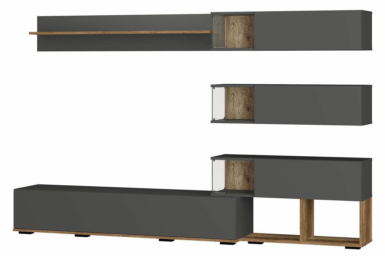 Гостиная Рига, 240х150х37,6 см, ЛДСП, без доводчика, цвет серый