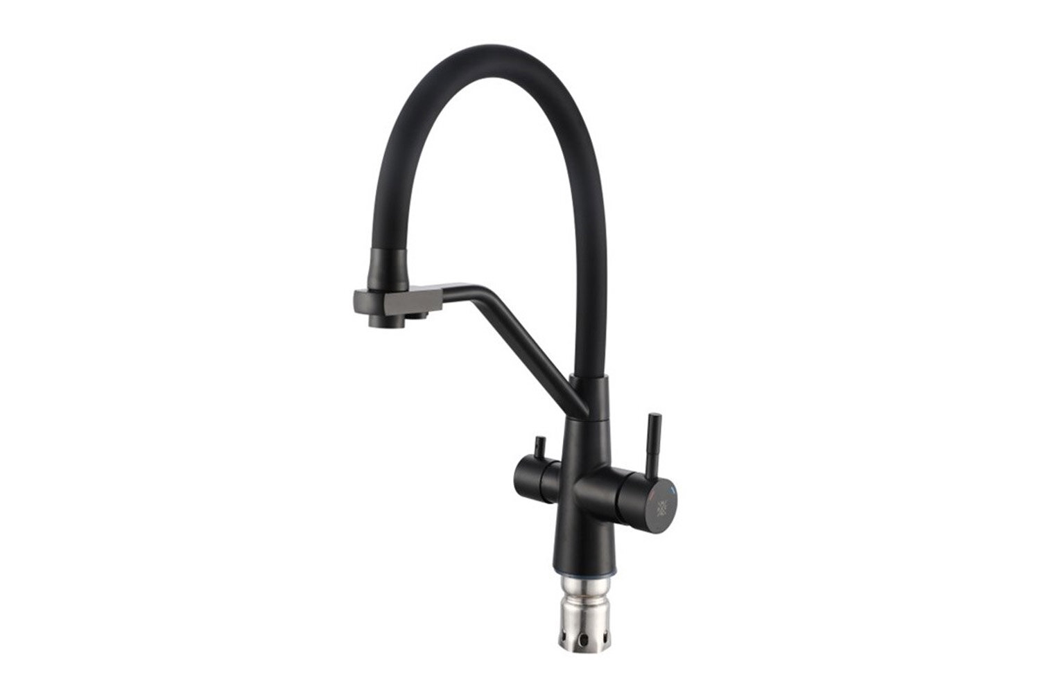 Смеситель для кухни с переключением фильтра для питьевой воды РМС SUS127TBL-016F-015, чёрный