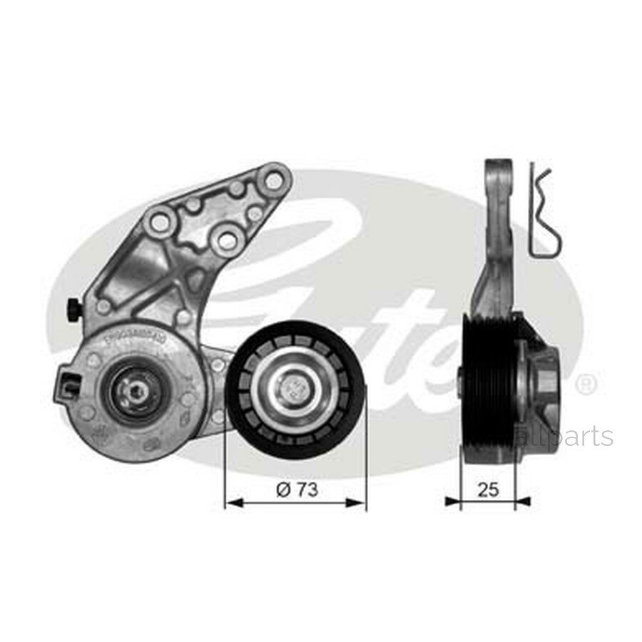 GATES T39067 Натяжитель руч. ремня с роликом VW T5 3,2V6 2004=>