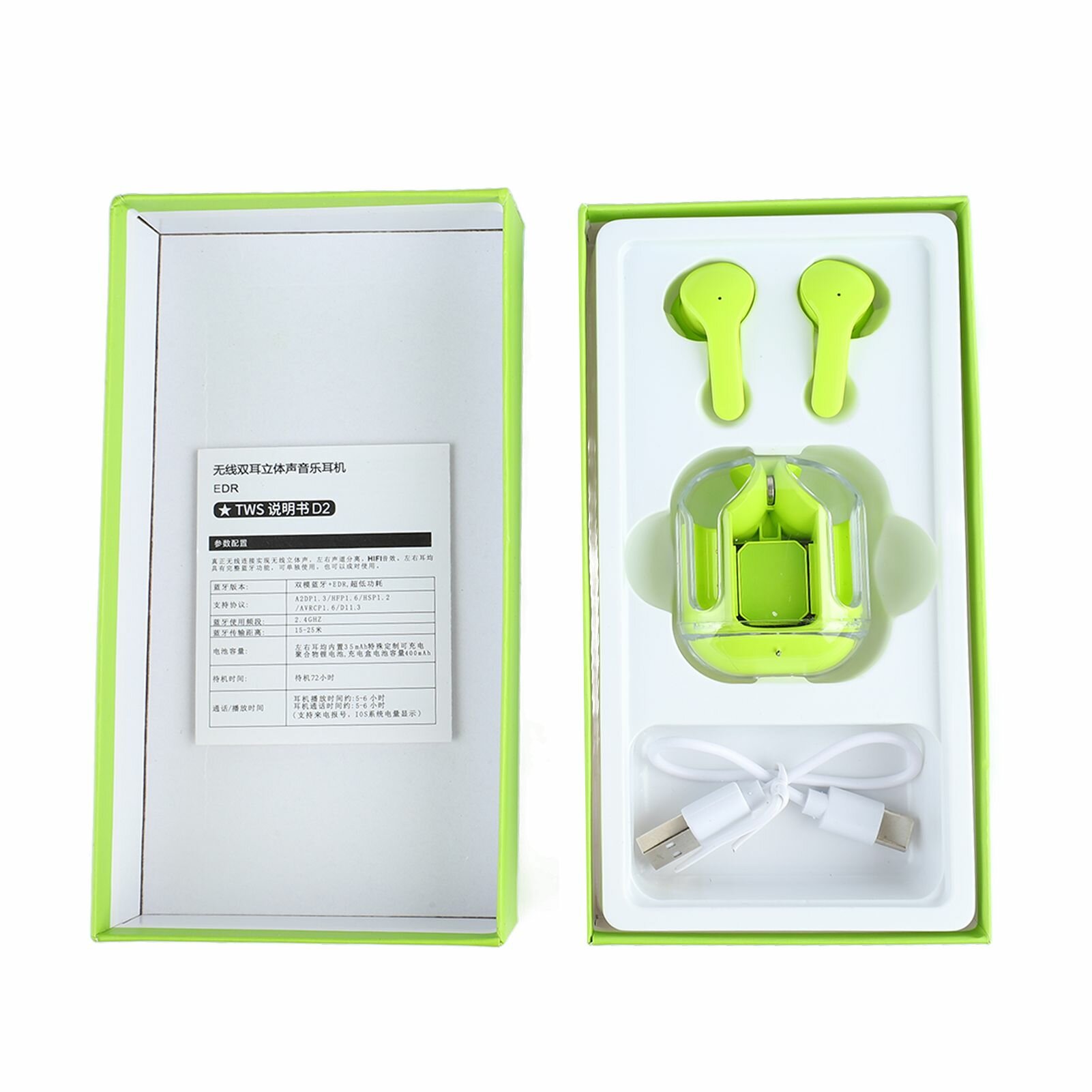 Наушники Mini Clear с дисплеем, зеленые