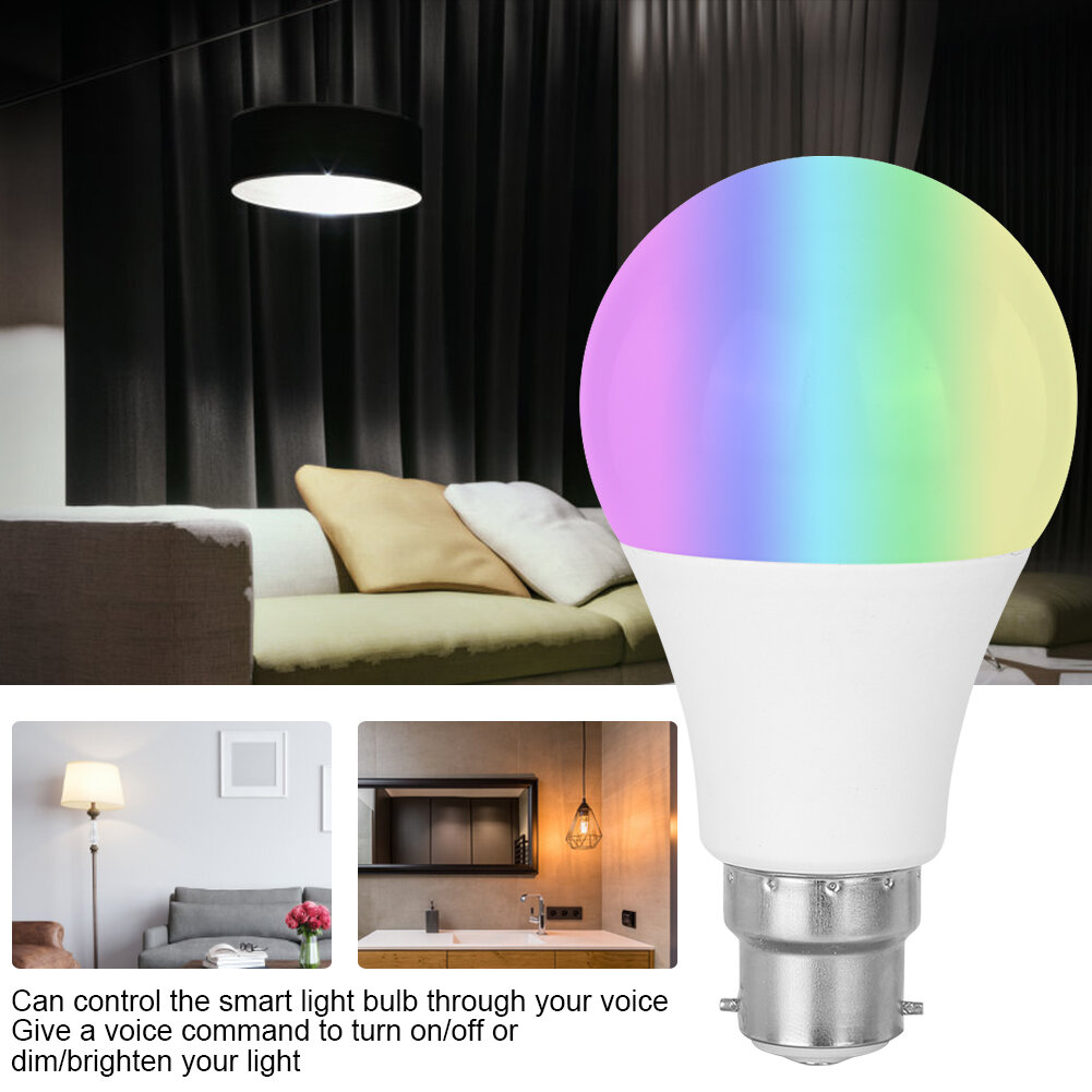 LED Smart WiFi Bluetooth Light Bulb RGB Dimming Color Changing для Amazon/alexa/google/home/IFTTT/Tmall Genie 85-265V, 7W, 16 млн цветов, 2700K-6500K, E27 B22 E14 GU10, Voice Control, Timing, Dimming, Mobile Phone APP Control, Group Control, Single