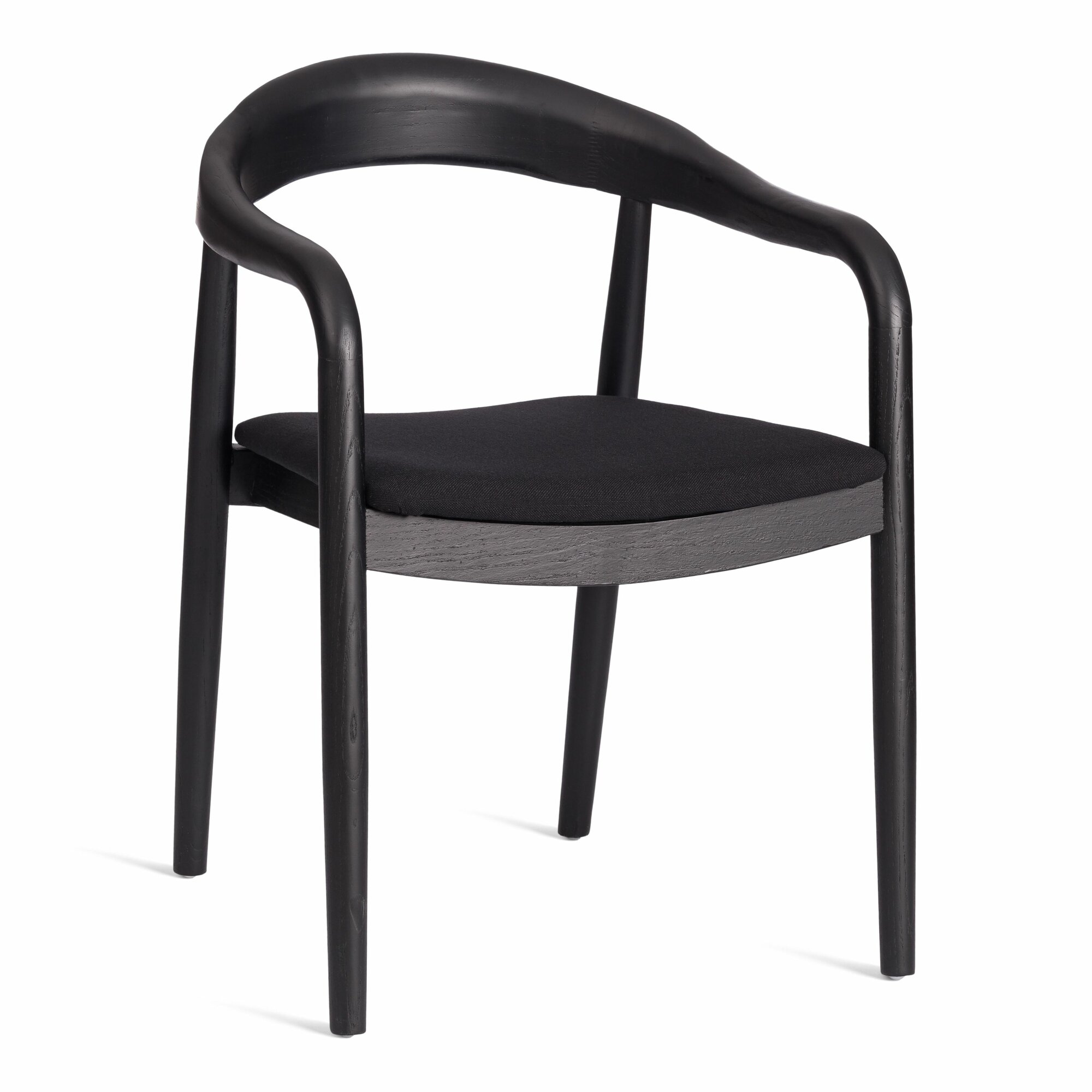Стул обеденный для кухни с мягким сиденьем TetChair, дерево вяз/ткань лен, черный/черный лен