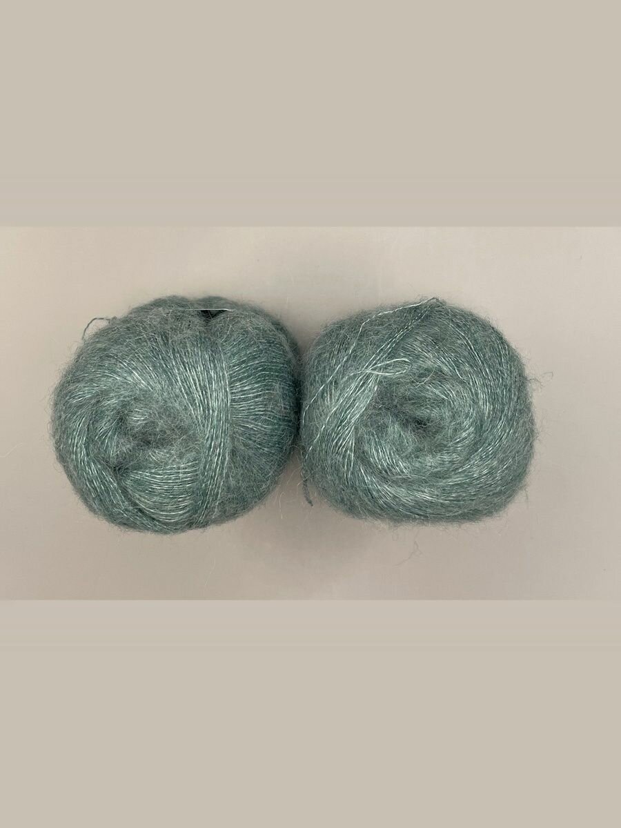 Два мотка пряжи MENCA Mohair Yarn(аналог Alize Kid moher),28-темная бирюза,50%-мохер,20%-шерсть,30%-нейлон,50гр.-615м.