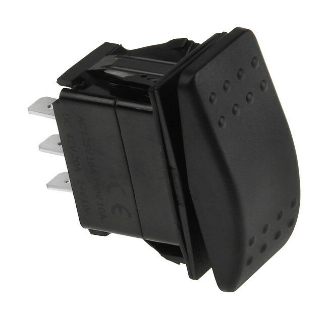 Переключатель трехпозиционный (ON)-OFF-(ON) 12 В/20А 3Р без фиксации (Москва)