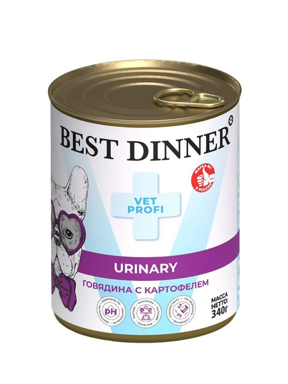 Бест Диннер Vet Profi Urinary Exclusive консервы для собак "Говядина/картофель", 340г х 6шт