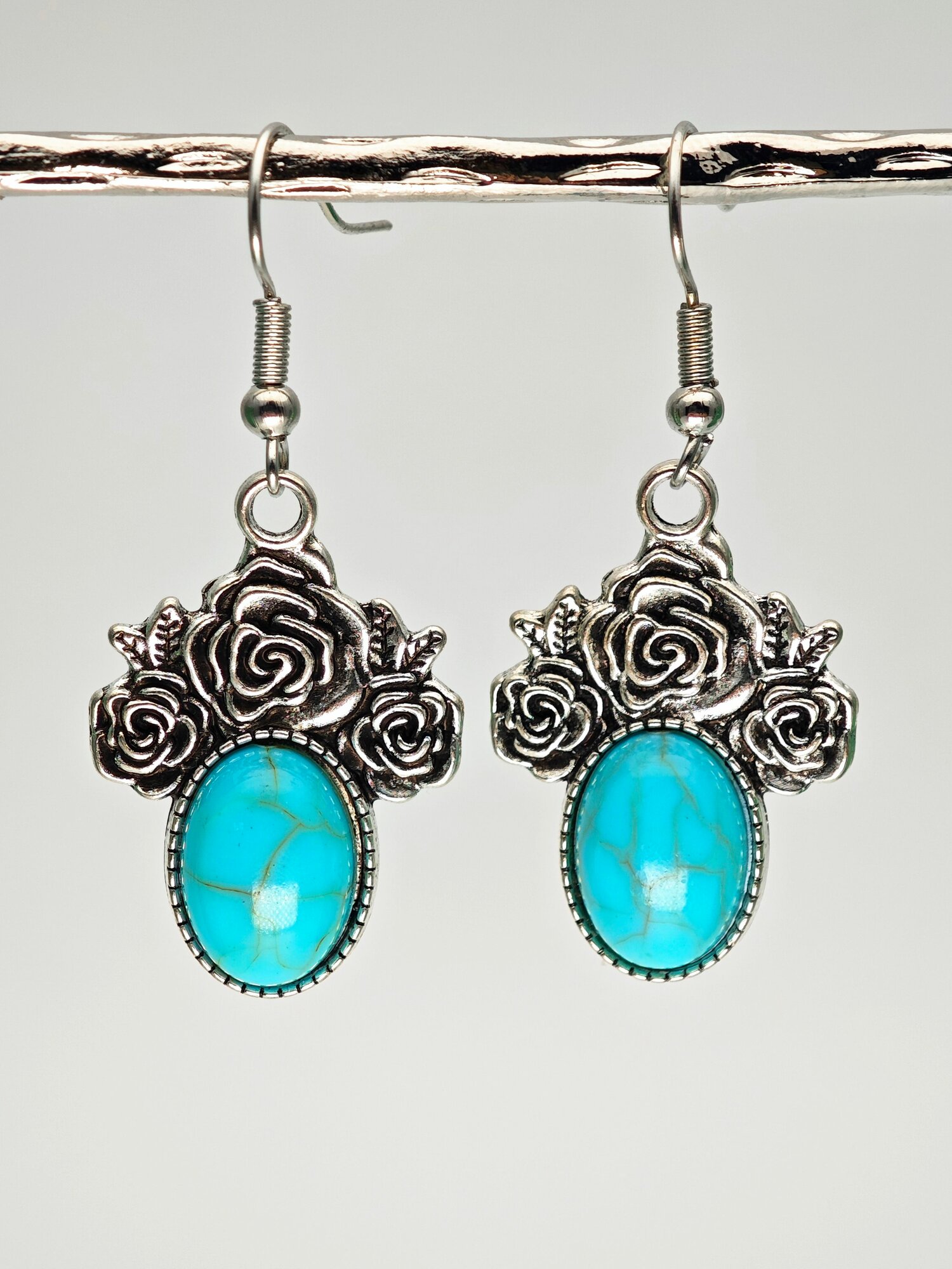 Серьги, эмаль, бирюза синтетическая