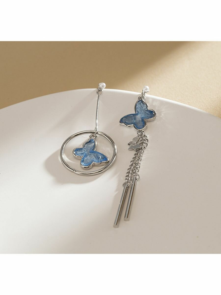 Серьги пусеты, эмаль, жемчуг имитация