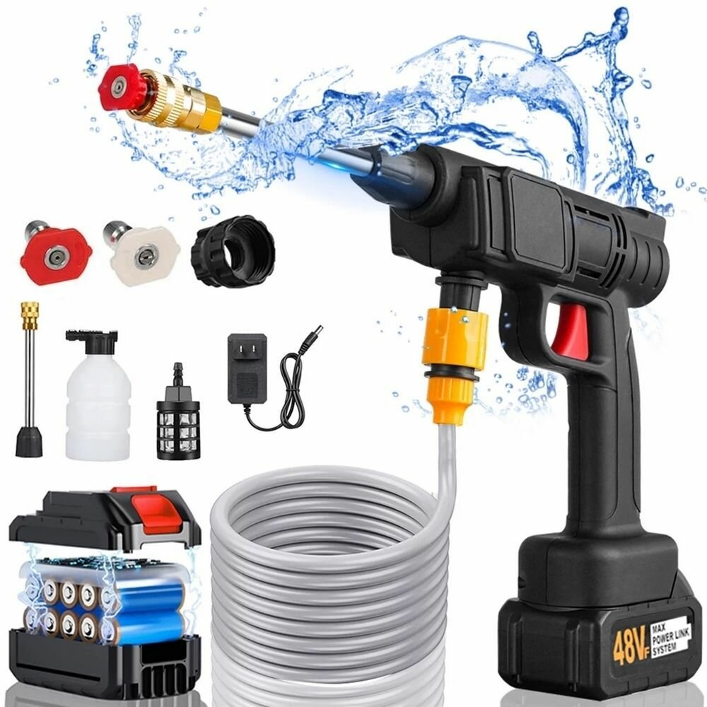 Мойка высокого давления аккумуляторная для автомобиля с 1 аккумулятора 15000 мАч -jua