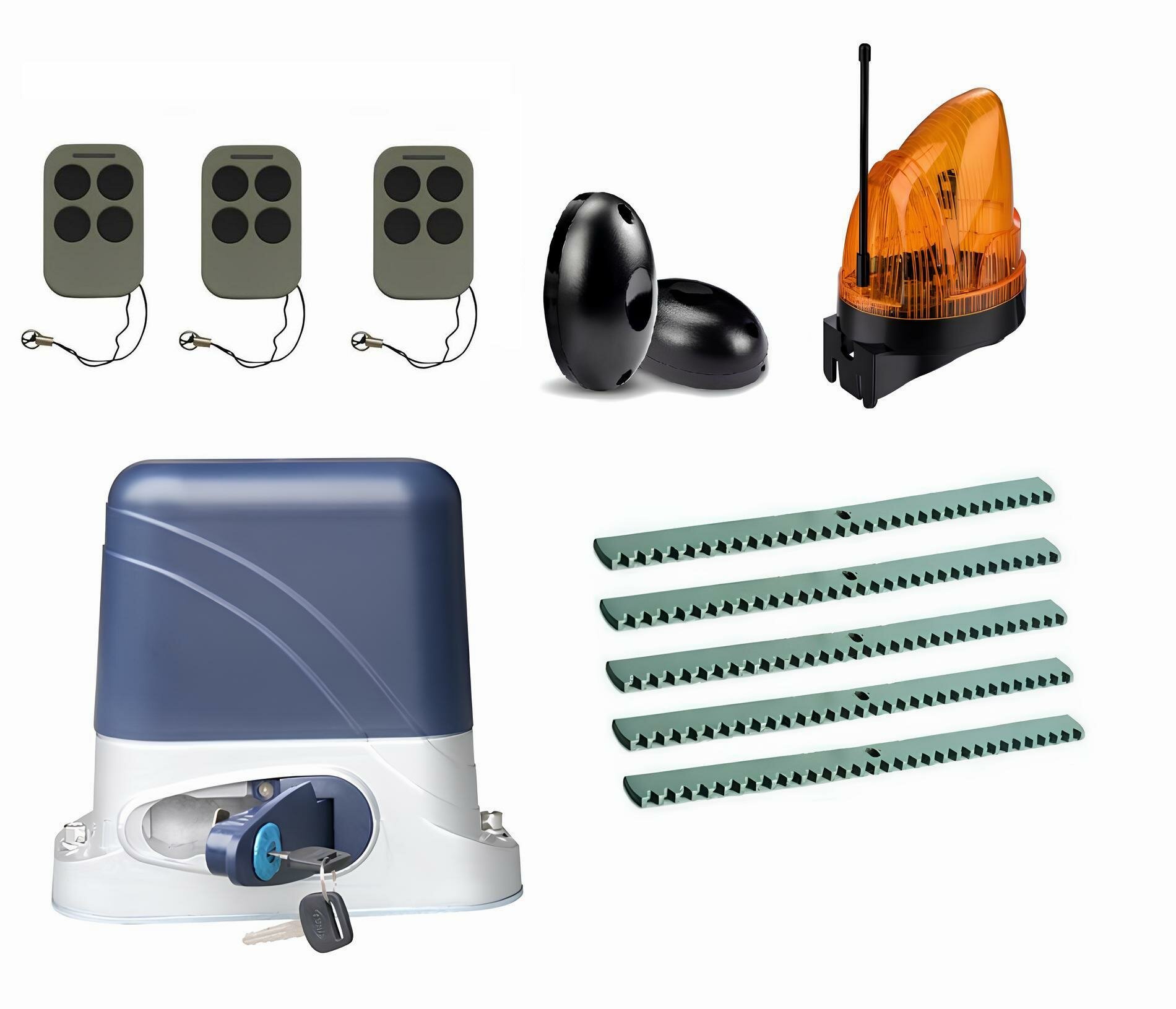 Автоматика для откатных ворот KSL-800 FULL-1K5-Т3, комплект: привод, 3 пульта, фотоэлементы, лампа, 5 реек