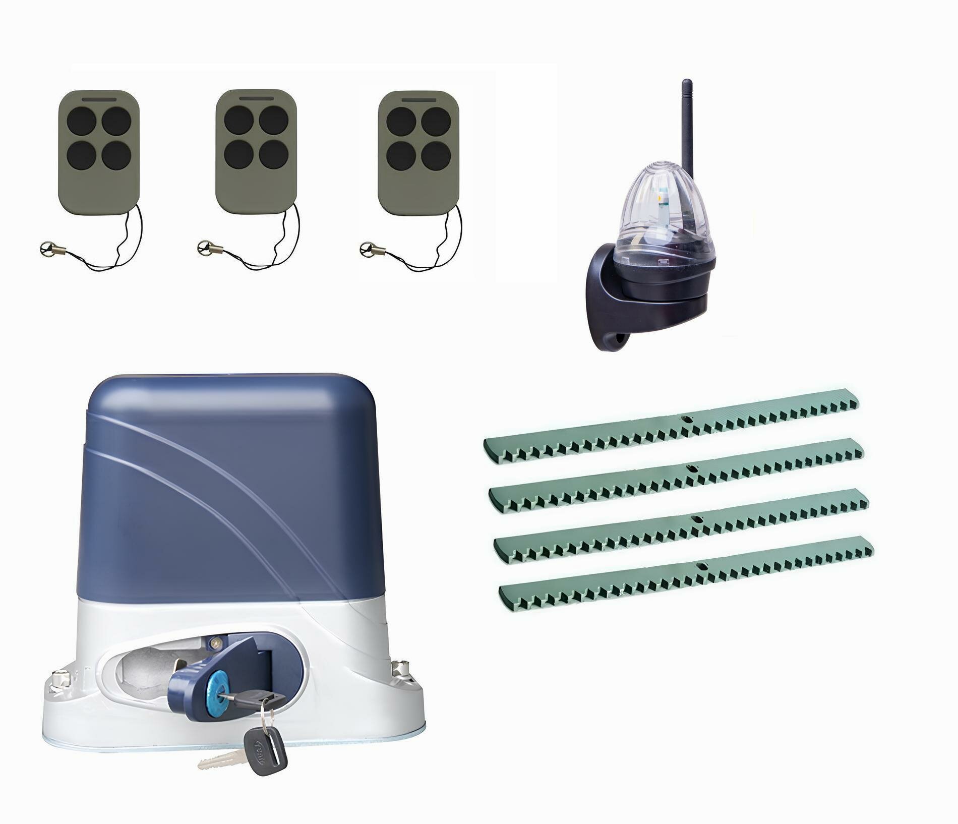 Автоматика для откатных ворот KSL-800 KIT-L4K4-Т3, комплект: привод, 3 пульта, лампа, 4 рейки
