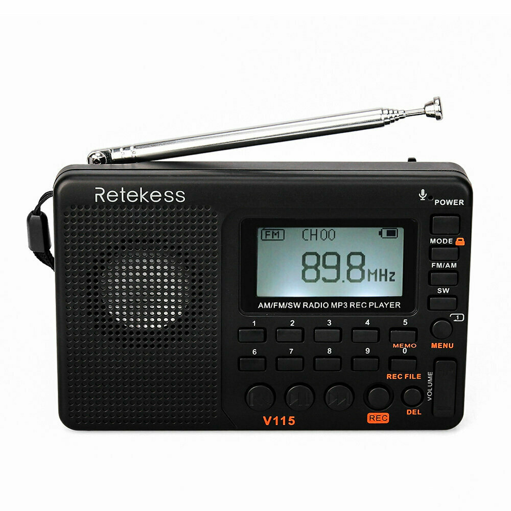 Retekess V-115 FM / AM / SW Радиоприемник черный