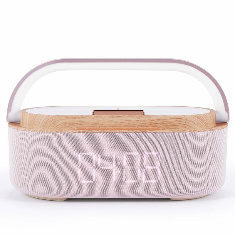 Цифровой радиобудильник с Bluetooth-динамиком, ночным светом, беспроводным зарядным устройством, двойным динамиком, регулируемым громким звуком будильника -kpa
