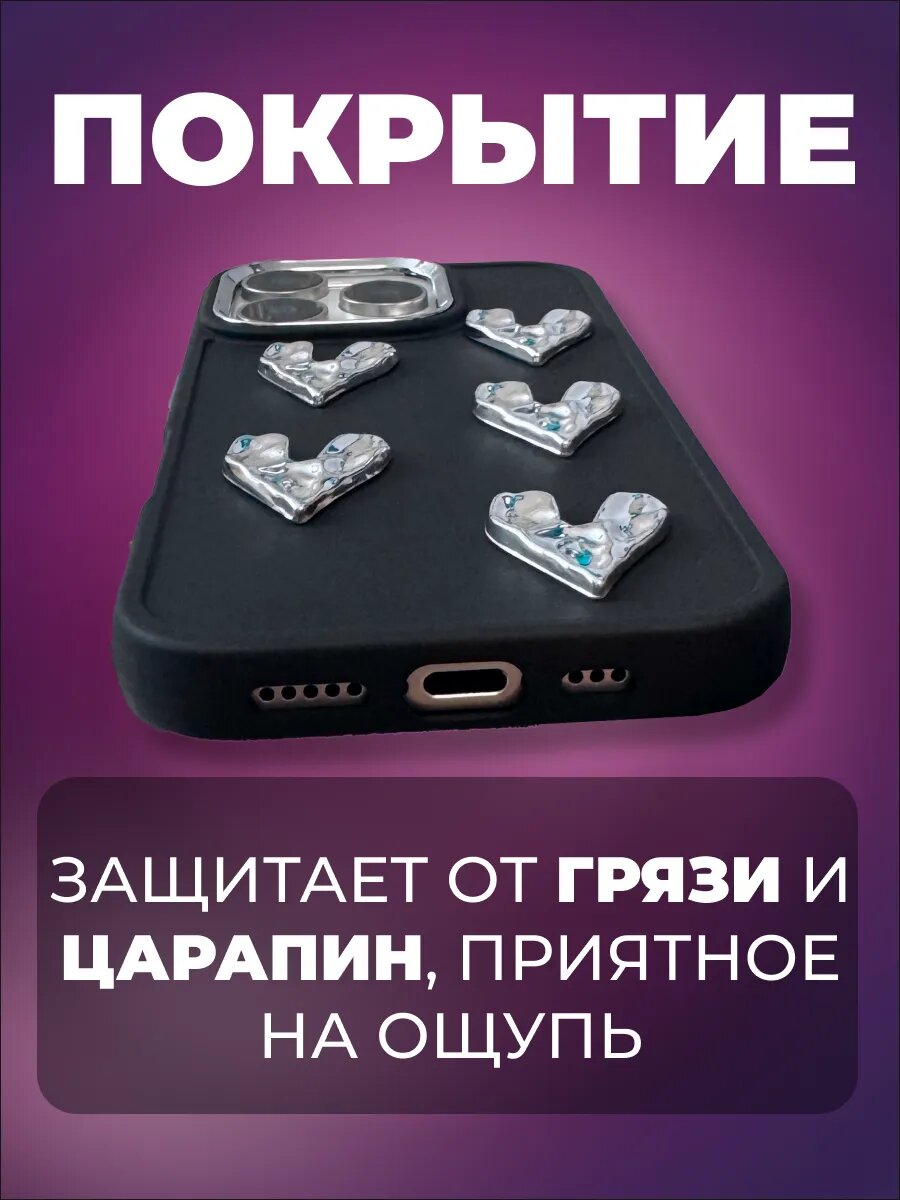 Чехол на Iphone 16 Pro , цвет черный , с добавлением фигурок . — фото 1