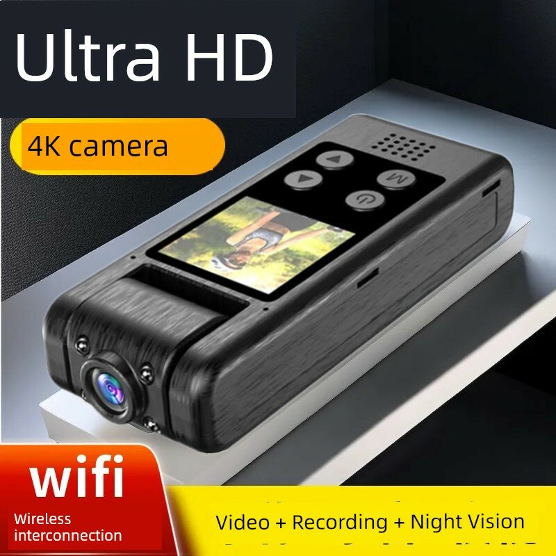 4K Экшн-камера для спорта и мотоцикла с анти-шок, поворотным объективом 180° и экраном [Классное издание] + карта 128ГБ