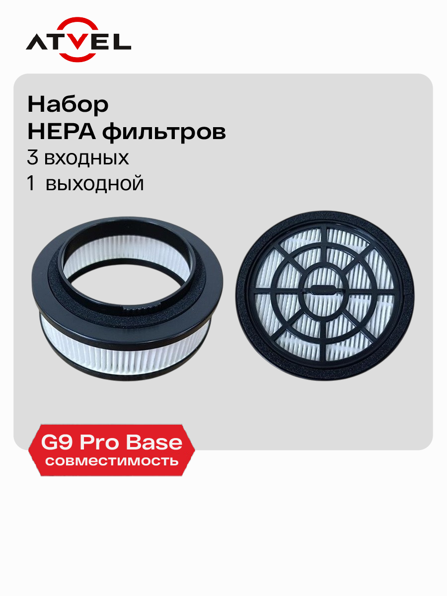 Комплект фильтров нера для вертикального пылесоса Atvel G9 Pro, 4 шт