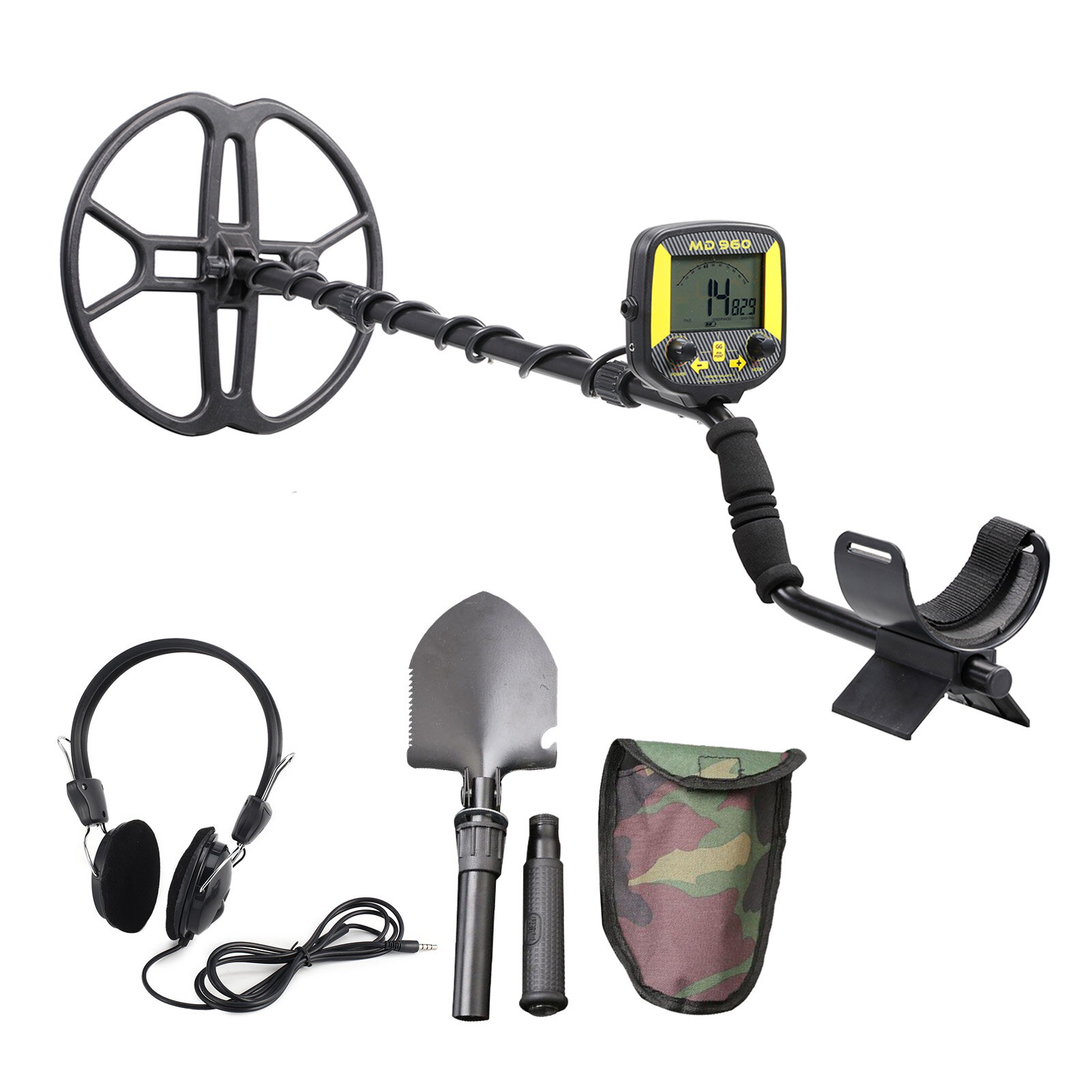 Металлоискатель с 13in катушкой, водонепроницаемый, LCD, с лопатой